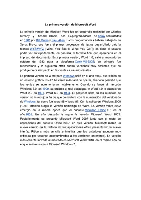 Evolucion grafica de microsoft word (1989 2007) | PPT