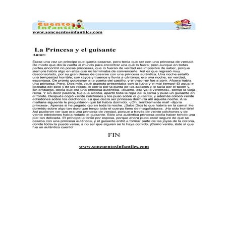 Cuento la princesa y el garbanzo claudia mengarelli - 3º c | PPSX