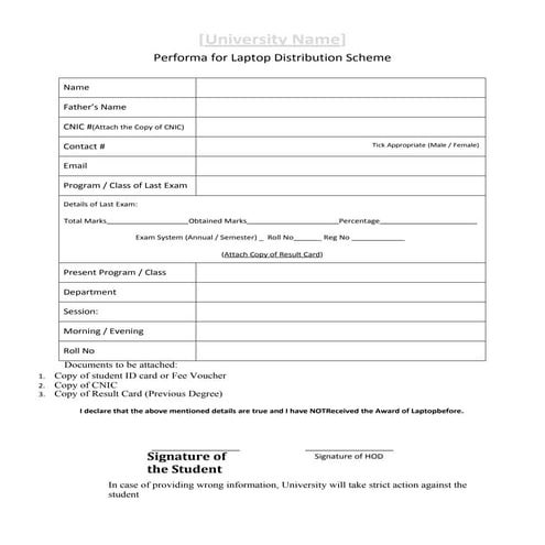 Laptop registration form 2014 | DOC
