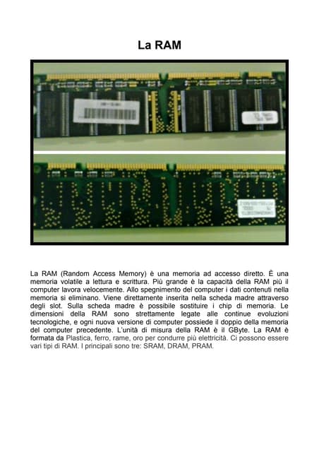 RAM MEMORY - spiegazione | PPTX