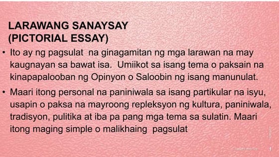pictorial-essay - Filipino sa Piling Larang | PDF