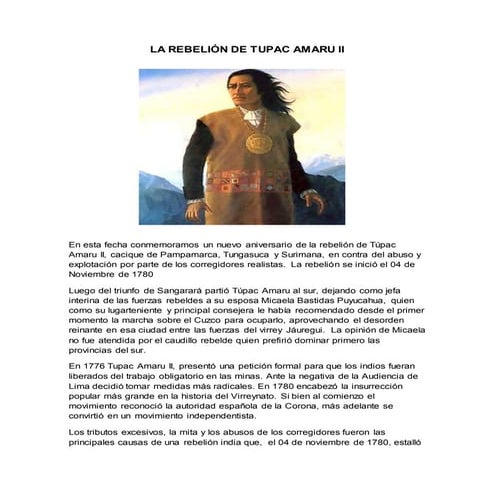 Biografía de túpac amaru ii | DOCX