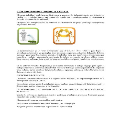 La responsabilidad individual y grupal | DOCX