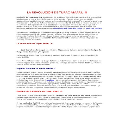LA REVOLUCIÓN DE TUPAC AMARU II | DOCX