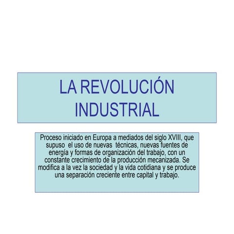 Revolución industrial y movimiento obrero | PPT