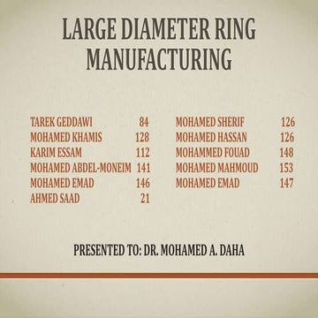 Large diameter ring manufacturing | Metal Forming Operations | PPTX