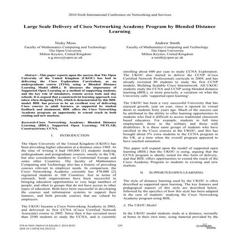 Large scale delivery of cisco networking academy program by blended distance learning | PDF