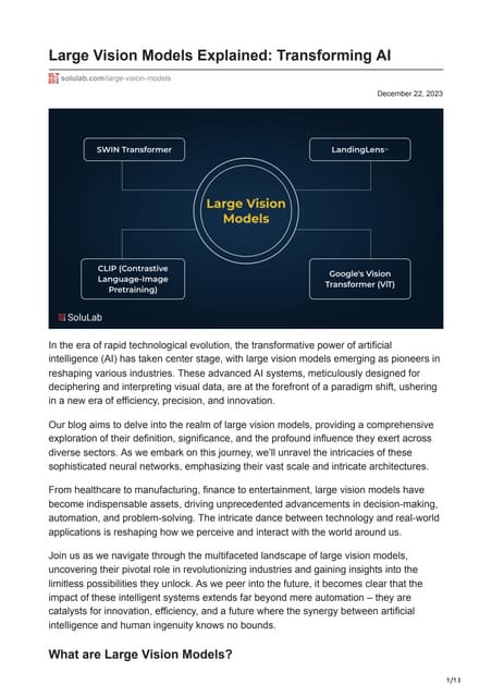 A Brief Guide to Large Vision Models | PDF | Technology Industry ...
