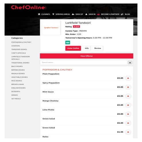 Larkfield Indian Restaurant and Takeaway Menu in Aylesford ME20 6QJ ...