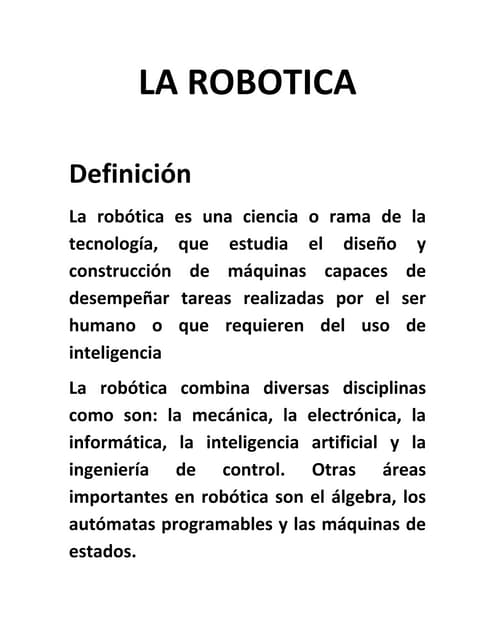 Diapositivas del trabajo de la robotica | PPT