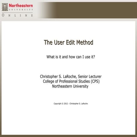 Laroche user edit_mru_talk_1012 | PPT