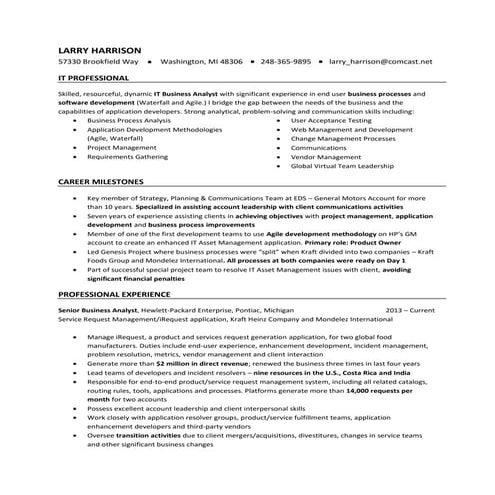 Larry harrison resume 2016 | PDF