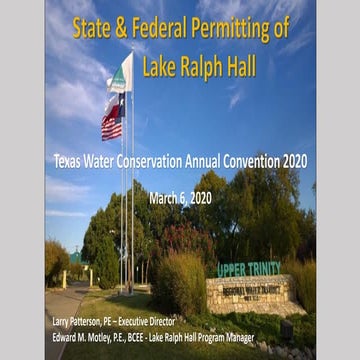 Environmental Permitting of Lake Ralph Hall, Larry Patterson and Ed ...