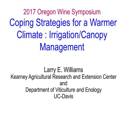 2017 Oregon Wine Symposium | Dr. Larry Williams- Coping Strategies for ...