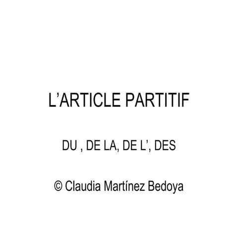 Les Partitifs | PPTX