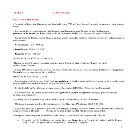 ART ROMA IMPERIAL (cracterístiques). Historia de l'Art | PDF