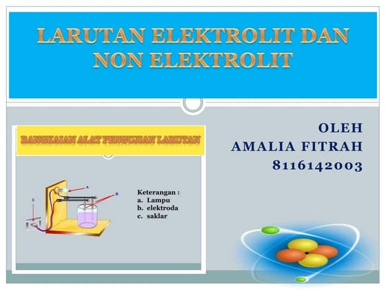 Materi Kimia Larutan Elektrolit dan Non Elektrolit | PPT