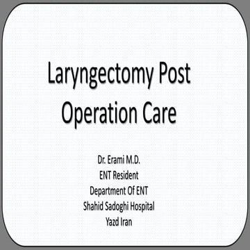 Laryngectomy post op | PDF