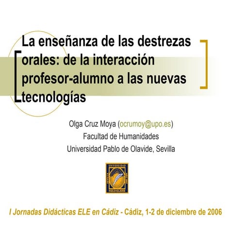 Las destrezas orales en la clase de español | PPT