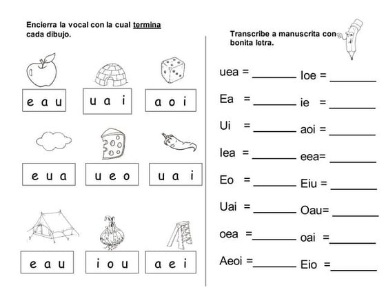 Hojas De Trabajo Sobre Vocales Variantes Hoja De Actividades Con