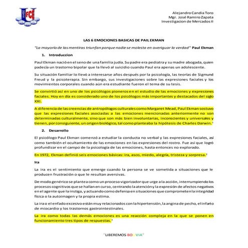 Las 6 Emociones De Paul Ekman Docx