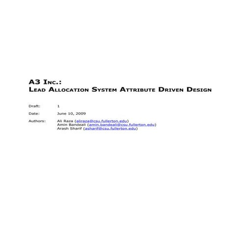 Lead Allocation System S Attribute Driven Design Add Pdf