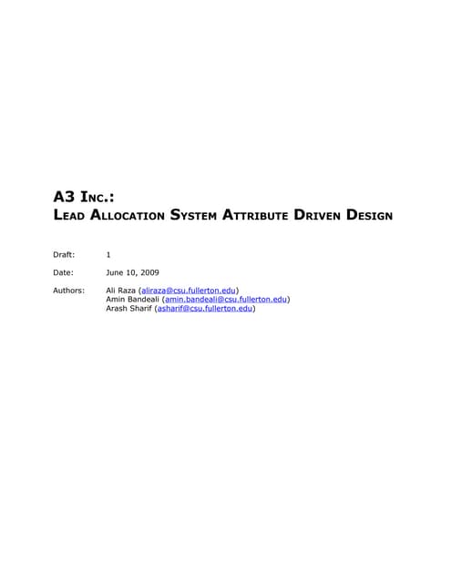 Lead Allocation System S Attribute Driven Design Add Pdf