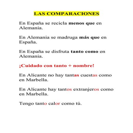 Las comparaciones | DOC