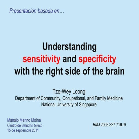 La sensibilidad y especificidad en imágenes | PPT