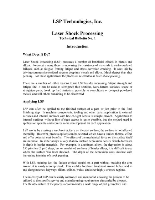 Laser shock peening presentation | PPTX | Physics | Science