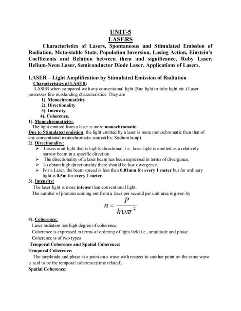 Laser notes pdf | PDF