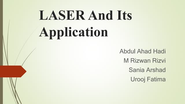 Introduction to laser | PPTX