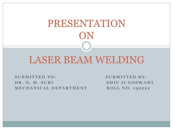 Laser Beam Welding | PPT