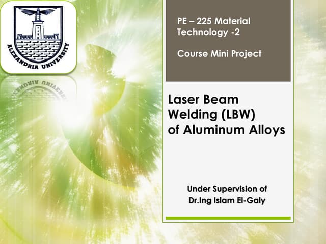 Laser Beam Welding | PPTX