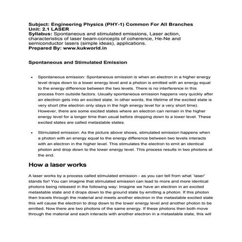 Laser notes pdf | PDF