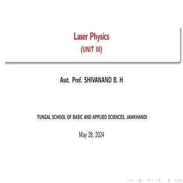 Laser physics for BSc students and engineering | PDF