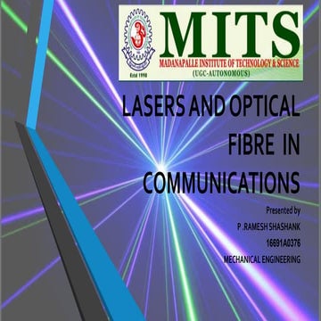 Lasers and optical fibre communications | PPTX