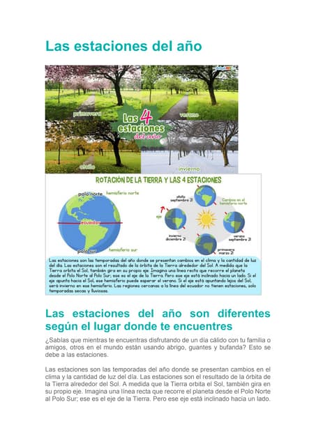 Guía de actividades las estaciones del año 1º | PDF