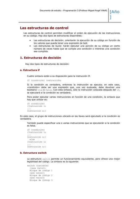 Las estructuras de control en la programación | PPT