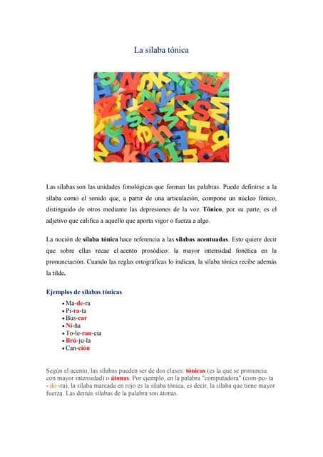 Silabas tonica y atona | PPT