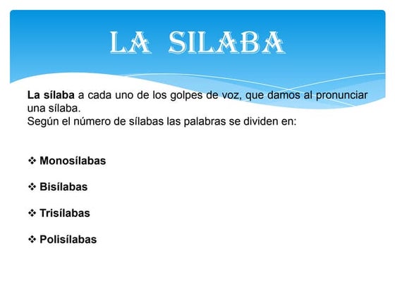 Clasificación de las palabras de acuerdo con su sílaba tónica | PPT