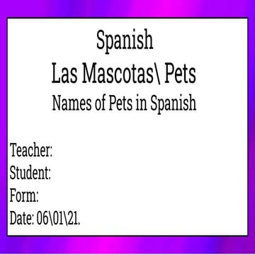 Las mascotas! Pets! and Colors Spanish | PDF