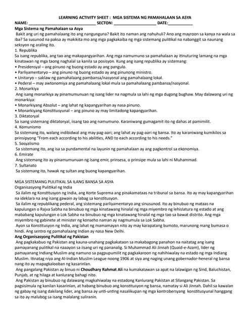 MGA IBA'T IBANG SISTEMA NG PAMAHALAAN | PPTX