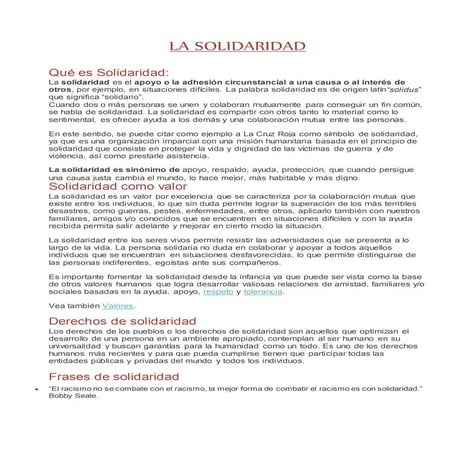 La Importancia De La Solidaridad Ejemplos De La Vida Cotidiana