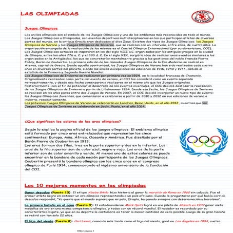 EDUCACION FISICA IIBp2 - LAS OLIMPIADAS | PDF