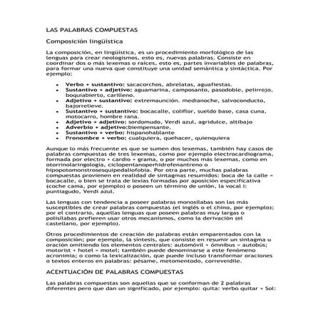 Las palabras compuestas exposicion | DOCX