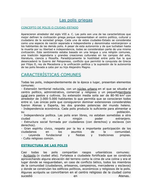 Infografia de la evolucion de la polis griega | PDF