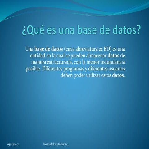 Características de las 5 Base de Datos más importantes | PPSX