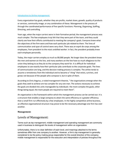 Organisational structure of airline industry | PDF | Air Travel ...