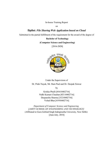 Report : Dpilot - A Cloud Based File Transfer Web Application | PDF